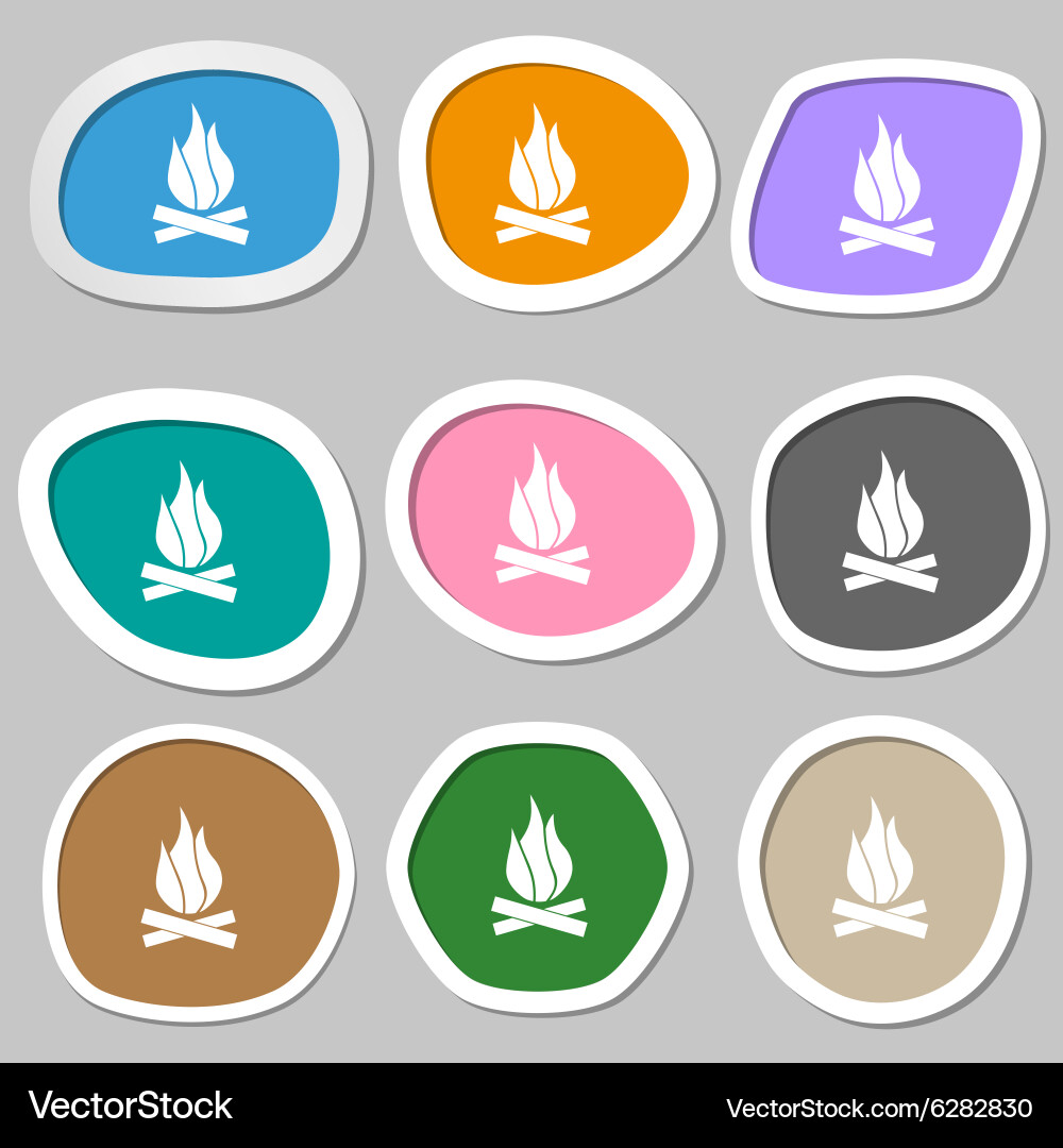 A fire icon symbols multicolored paper stickers Vector Image