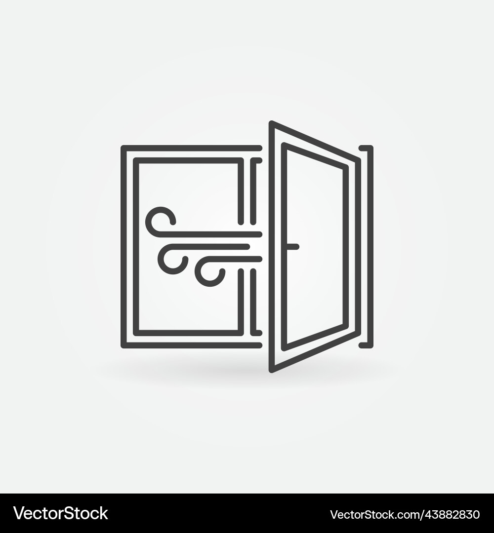 Airing the room line icon - open window Royalty Free Vector