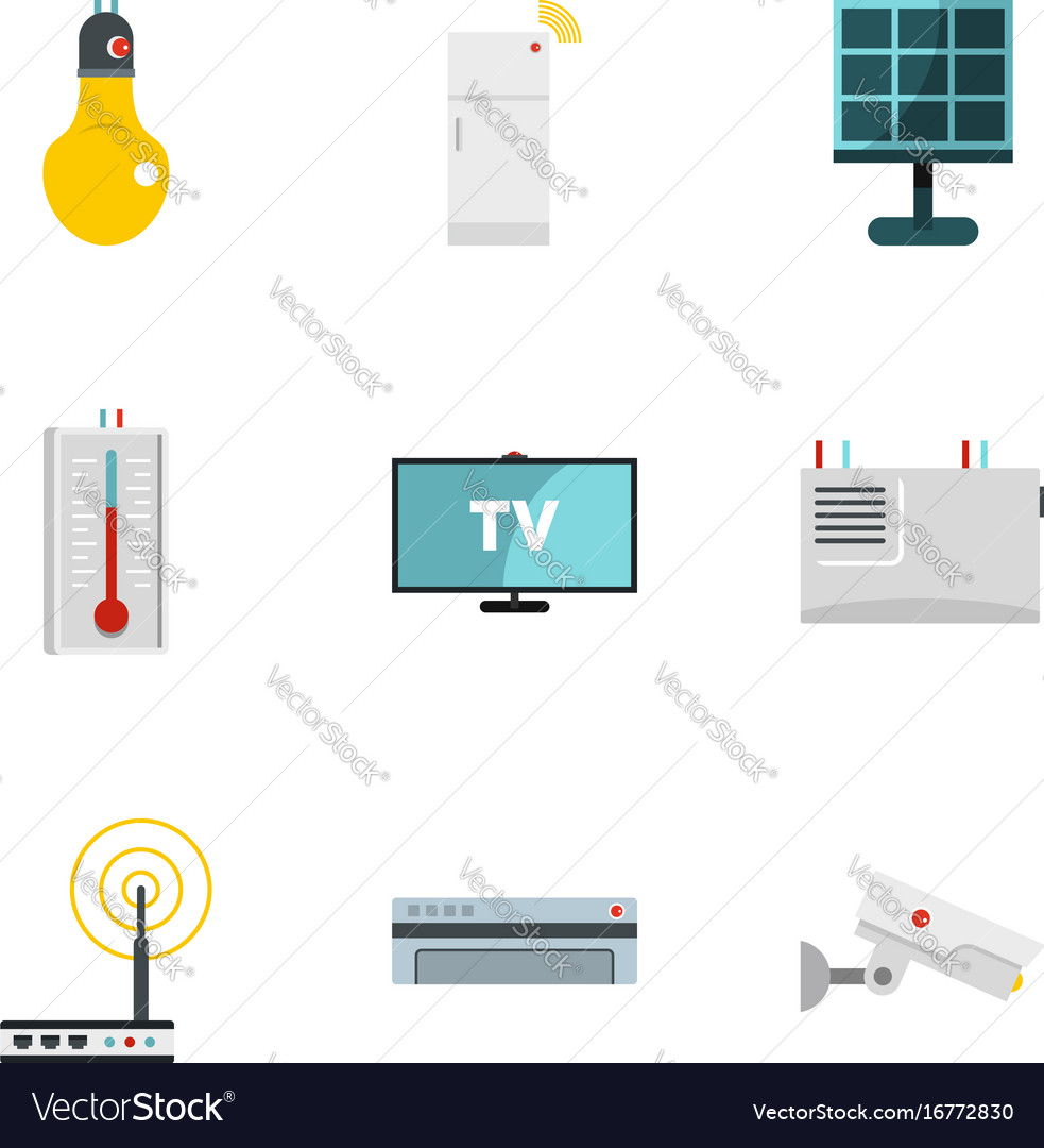 Automation technology icon set flat style Vector Image