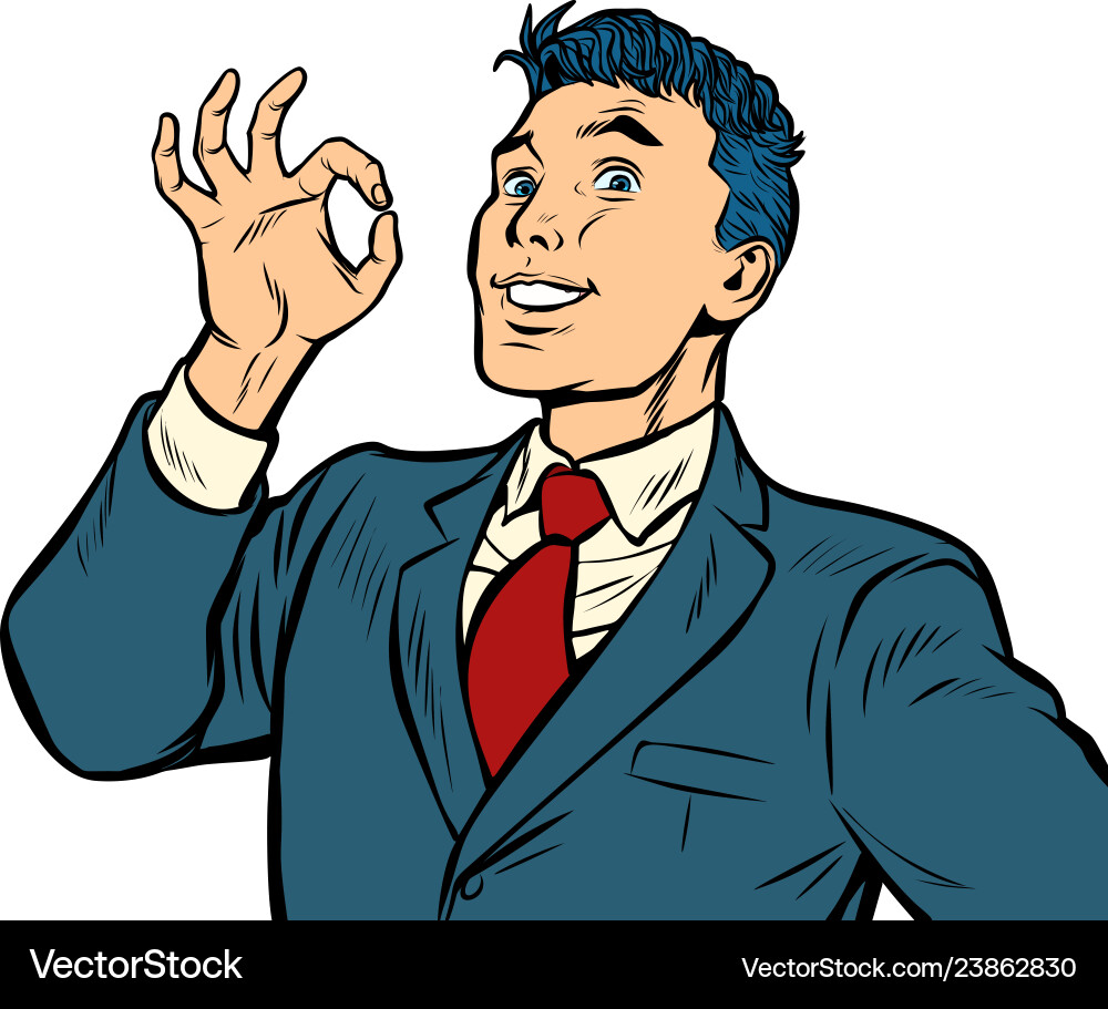 Businessman smile okay gesture isolate on white Vector Image