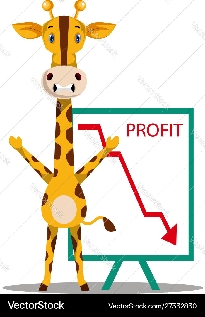 Giraffe with profit drop on white background Vector Image