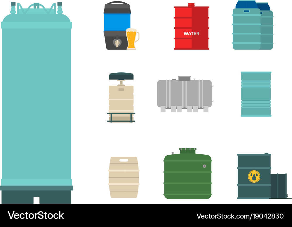 Oil drums container fuel cask storage rows steel Vector Image