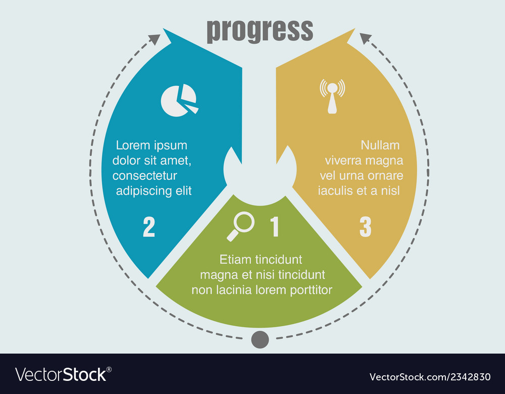 One two three progress steps Royalty Free Vector Image