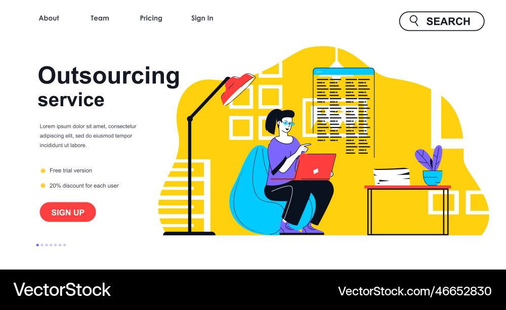 Outsourcing service concept for landing page Vector Image