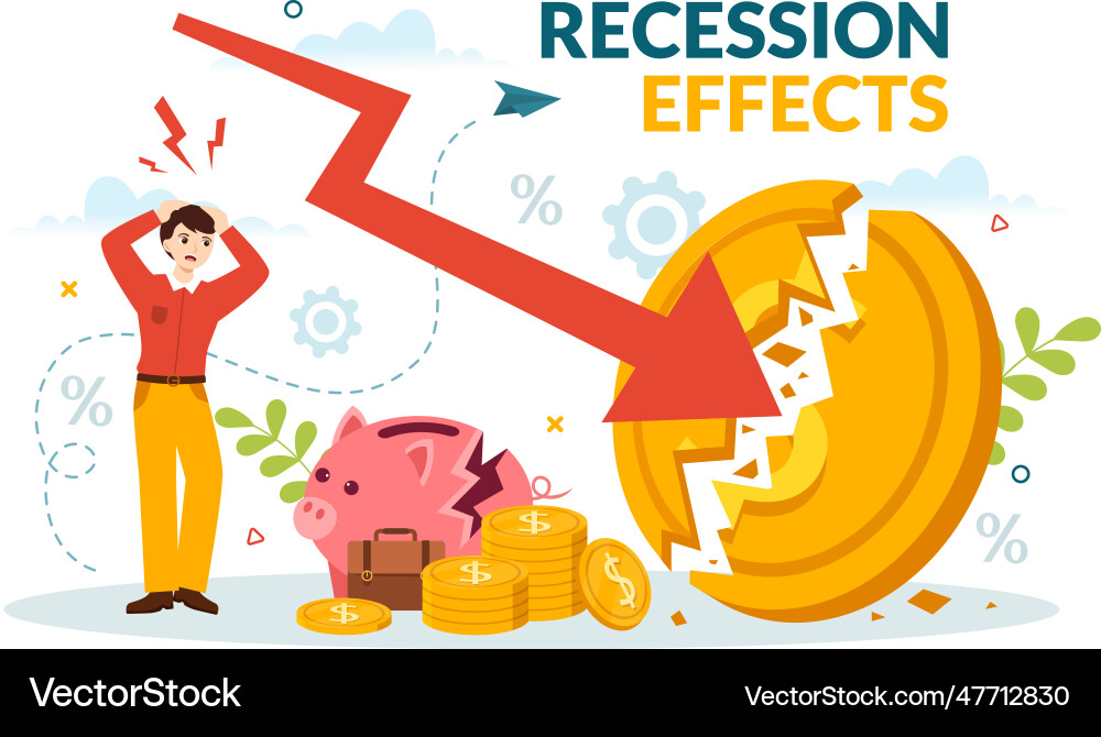 Recession effects with impact on economic growth Vector Image