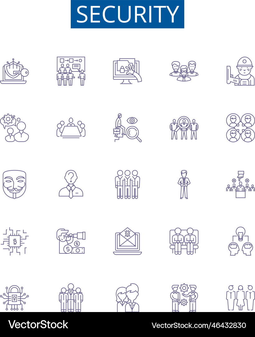 Security line icons signs set design collection Vector Image