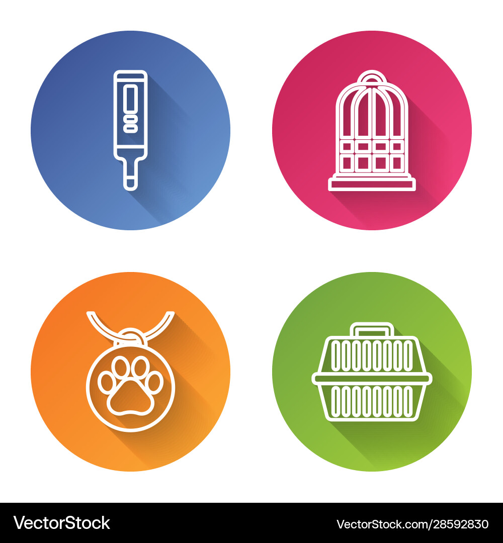 Set line medical digital thermometer cage Vector Image