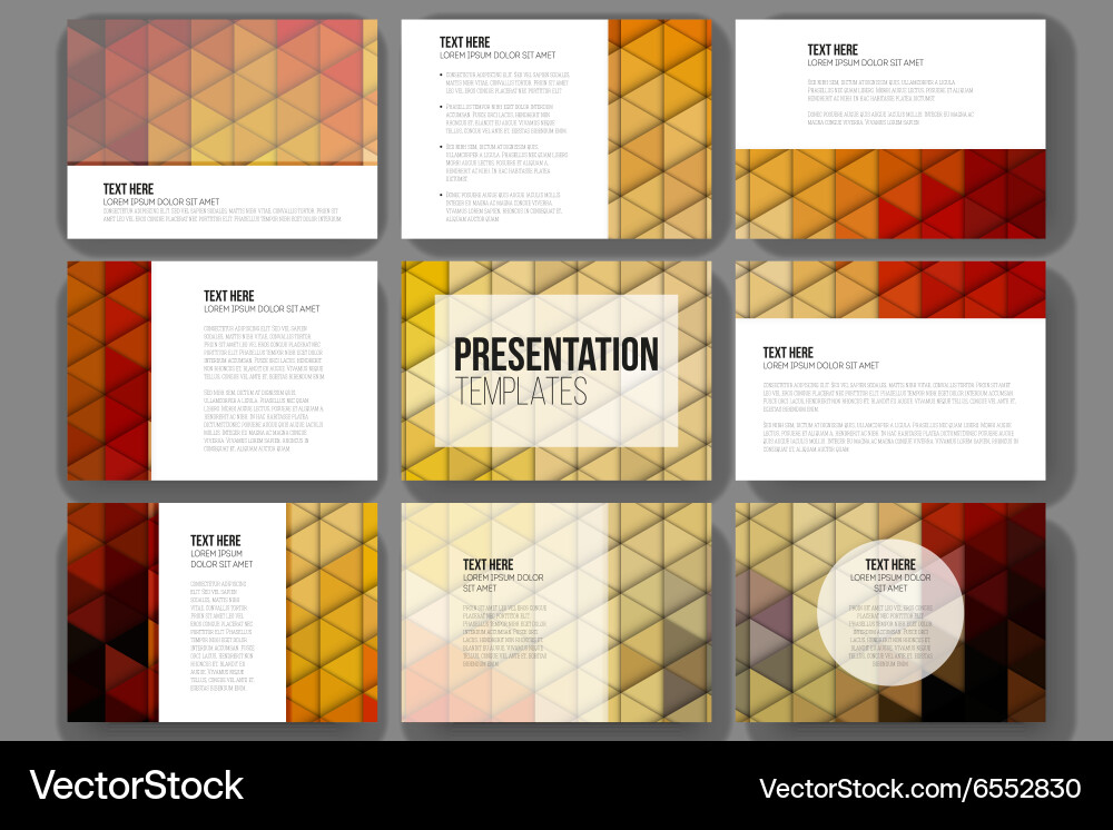 Set of 9 templates for presentation slides Vector Image
