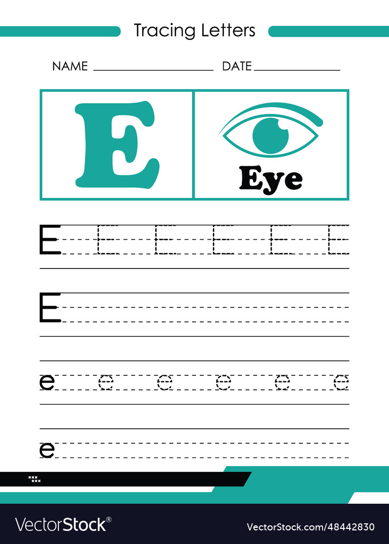 Tracing letters e alphabet Royalty Free Vector Image