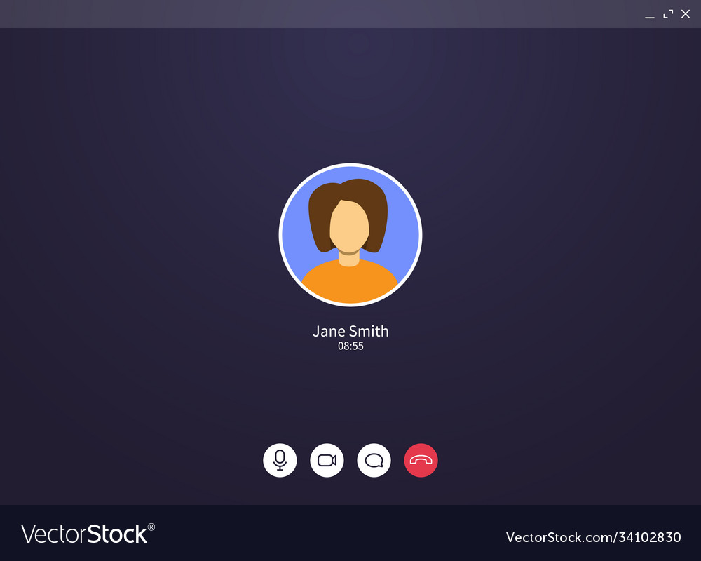 Video call screen web user interface Royalty Free Vector