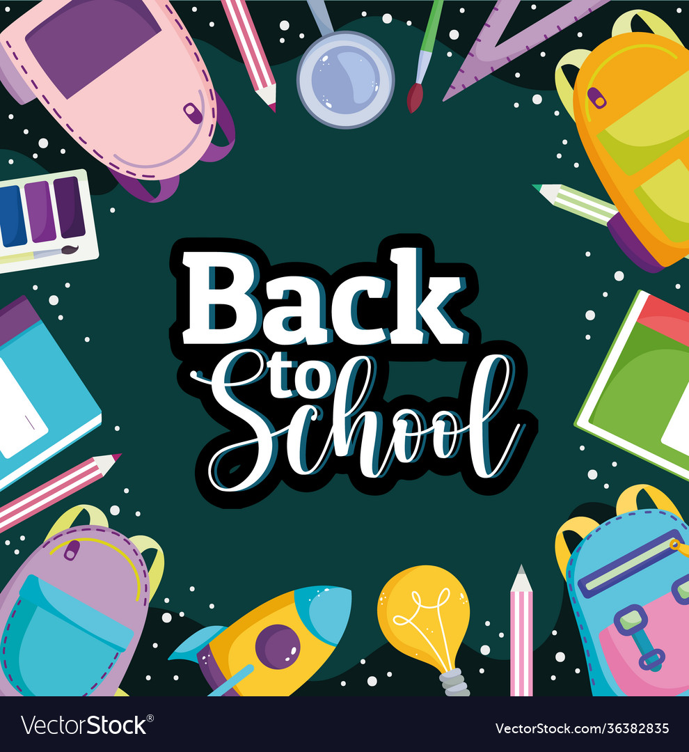 Back to school lettering supplies stationery Vector Image