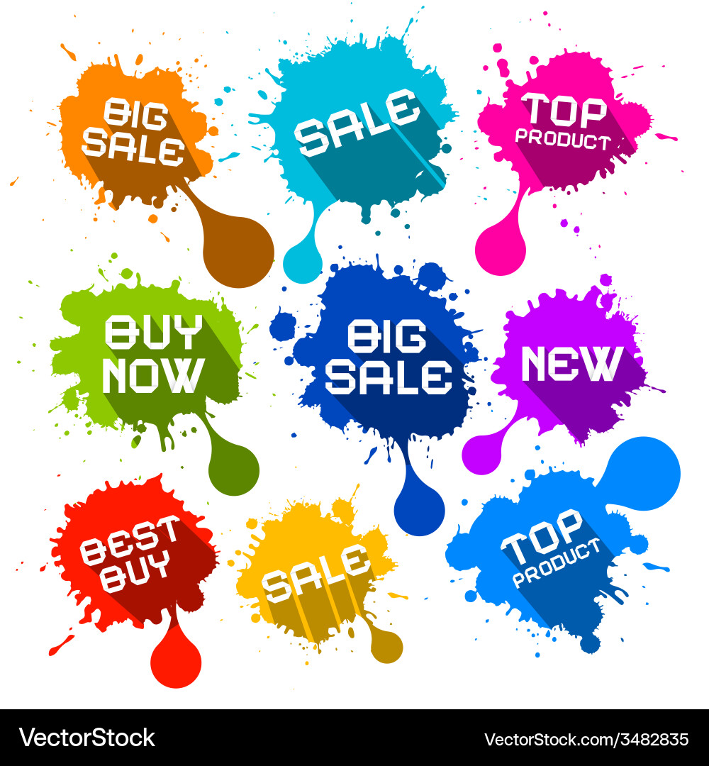 Blots splashes sale icons Royalty Free Vector Image