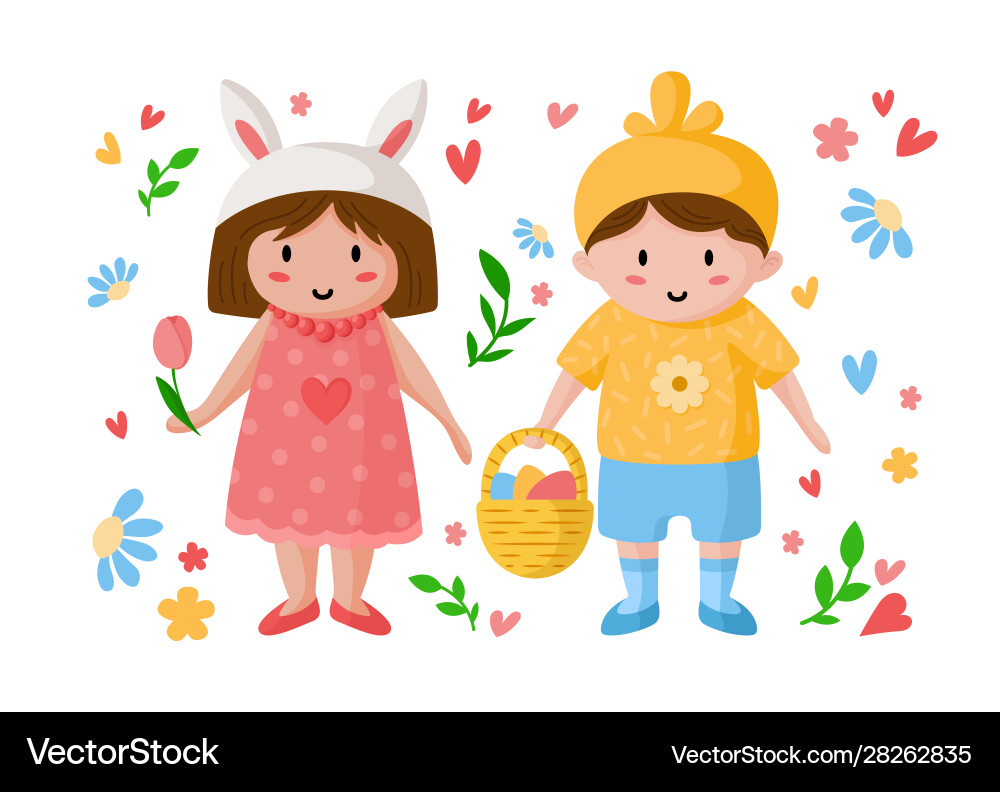 Cartoon easter day set Royalty Free Vector Image