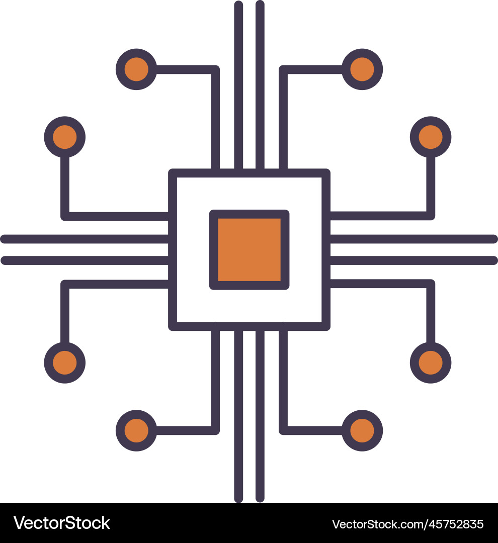Chip motherboard circuit scheme flat icon Vector Image