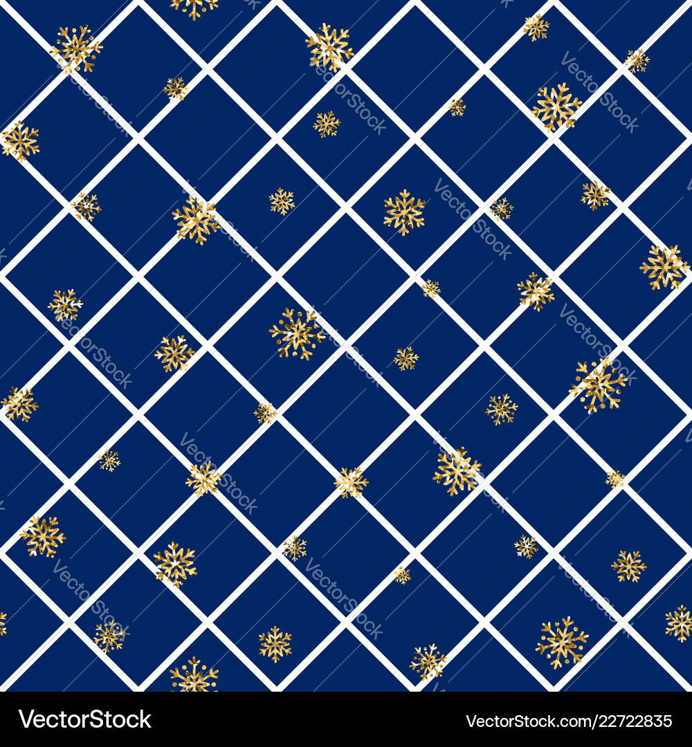 Christmas gold snowflake seamless pattern golden Vector Image