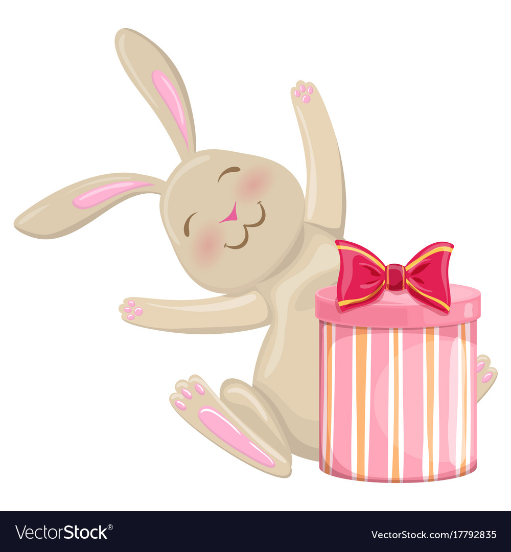 Colorful christmas bunny with present Royalty Free Vector