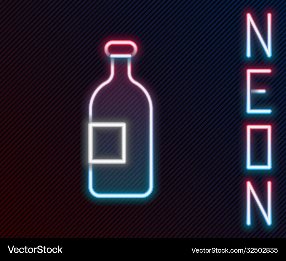 Glowing neon line alcohol drink bottle icon Vector Image