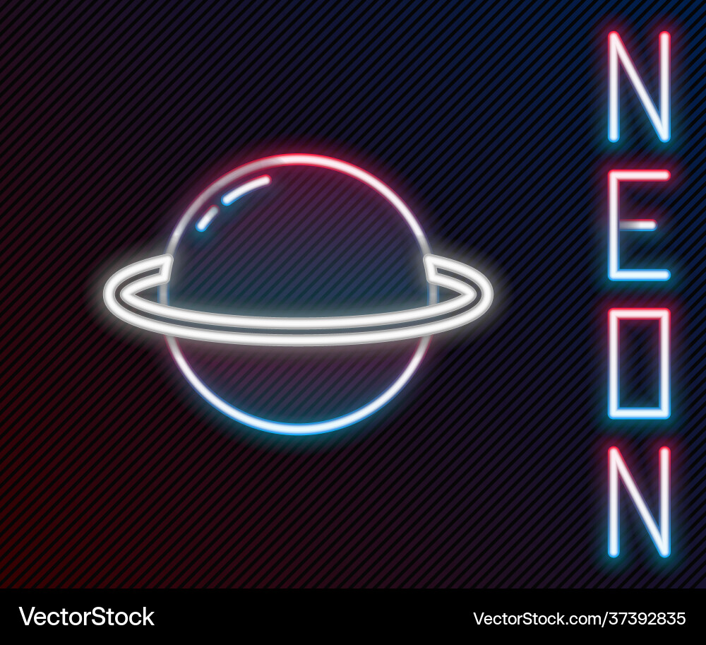 Glowing neon line planet saturn with planetary Vector Image