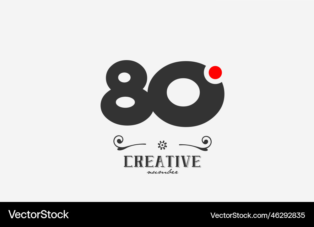 Grey 80 number logo icon design with red dot Vector Image