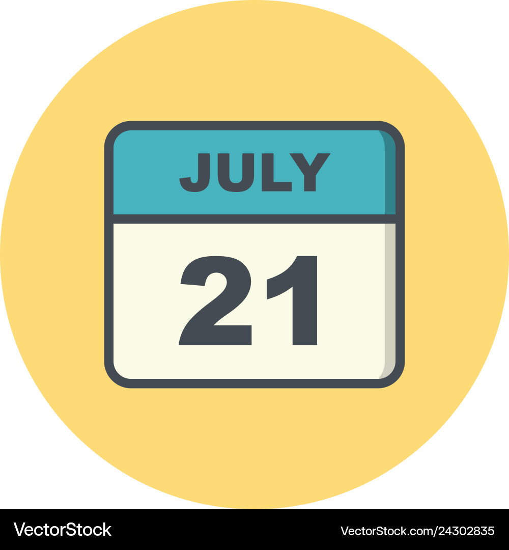 July 21st date on a single day calendar Royalty Free Vector
