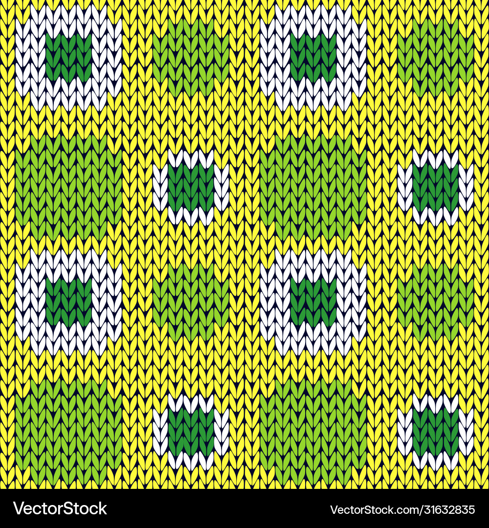 Seamless knitting pattern in green yellow and Vector Image