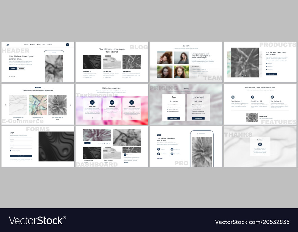 Set of templates for website design Royalty Free Vector