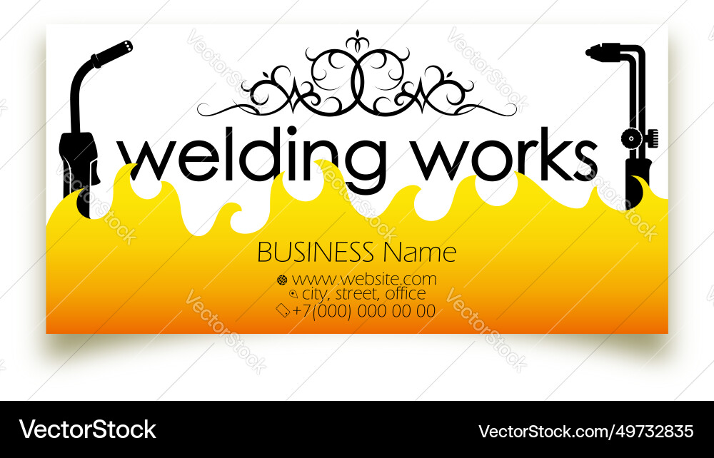 Welder and welding work business card concept Vector Image