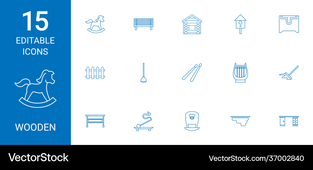 15 wooden icons Royalty Free Vector Image - VectorStock