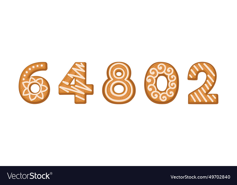 Alphabet gingerbread cookie number and numeral Vector Image