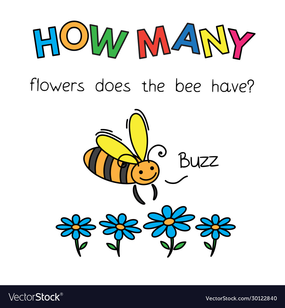 Cartoon bee counting game for kids Royalty Free Vector Image