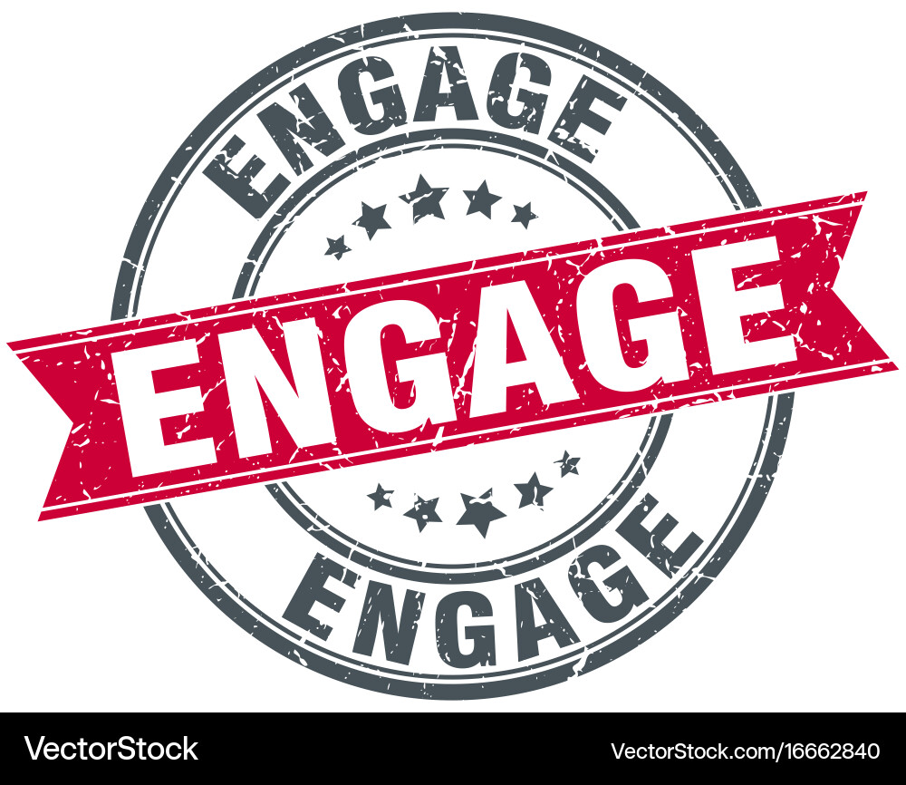 Engage round grunge ribbon stamp Royalty Free Vector Image