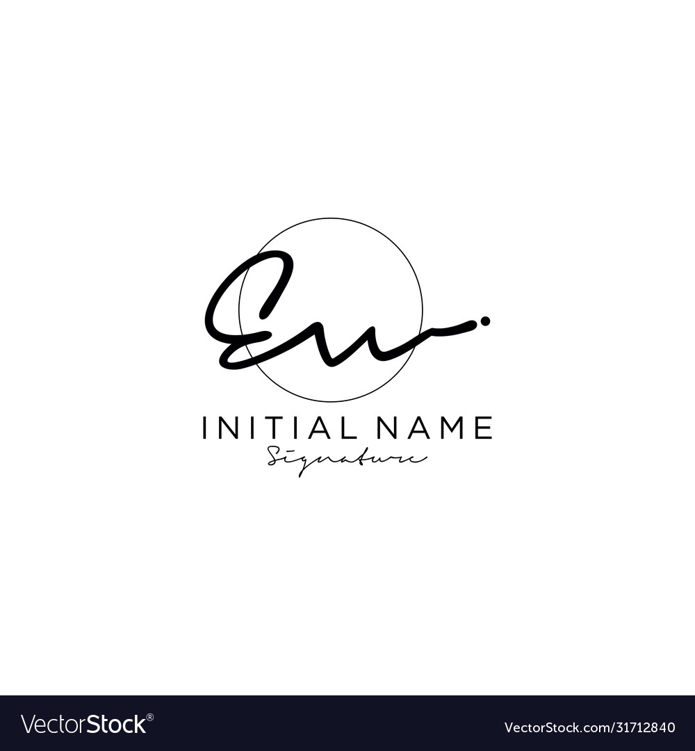 Ew initial handwriting logo design Royalty Free Vector Image