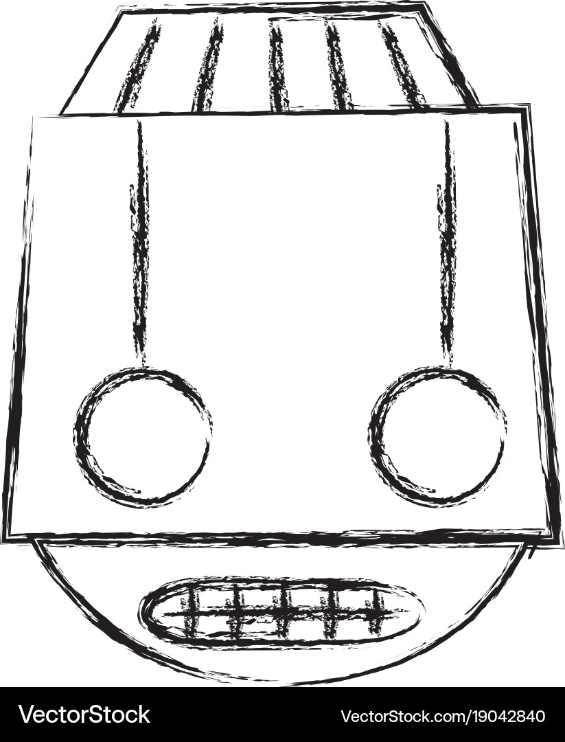 Figure robot head technology with eyes and mouth Vector Image