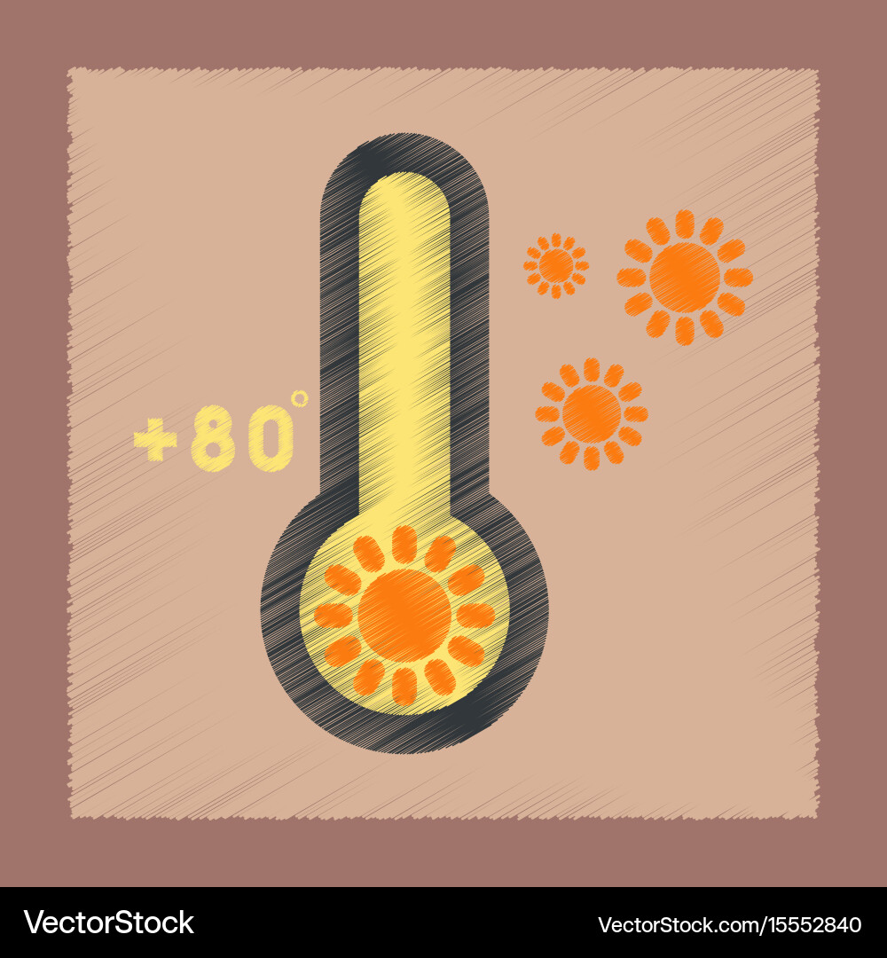 Flat shading style icon thermometer hot weather Vector Image