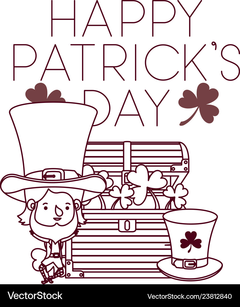 Happy patricks day label with leprechaun character