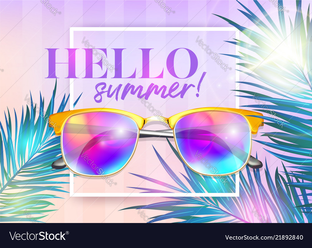 Hello summer bright background with frame Vector Image