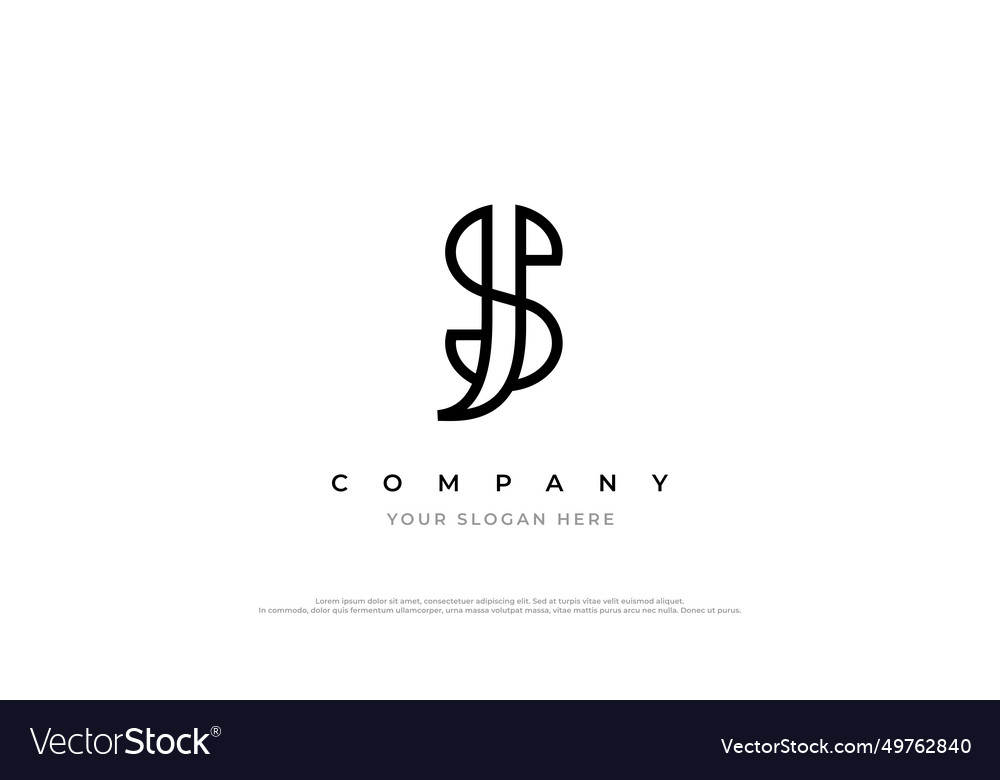 Letter js or sj logo design Royalty Free Vector Image