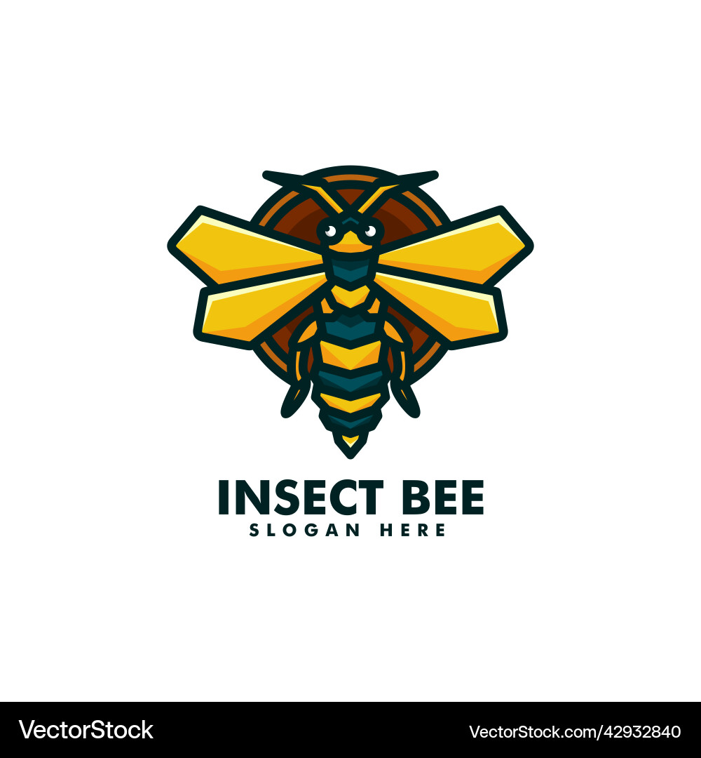 Logo little bee simple mascot style Royalty Free Vector