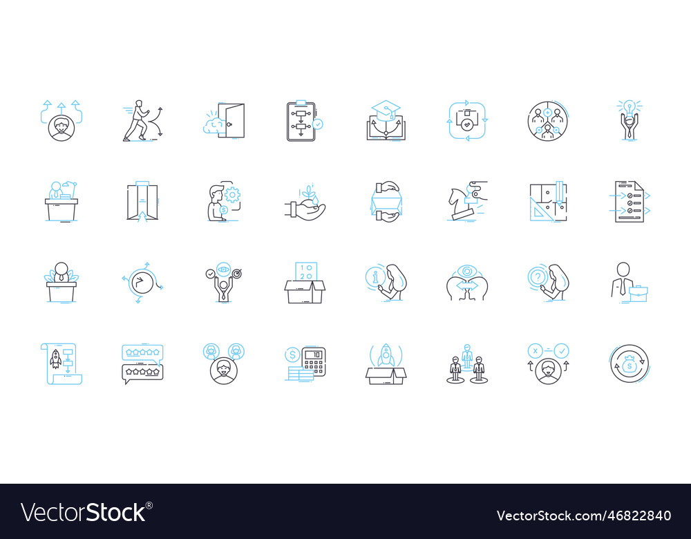 Market introduction linear icons set launch Vector Image Market introduction linear icons set launch Vector Image