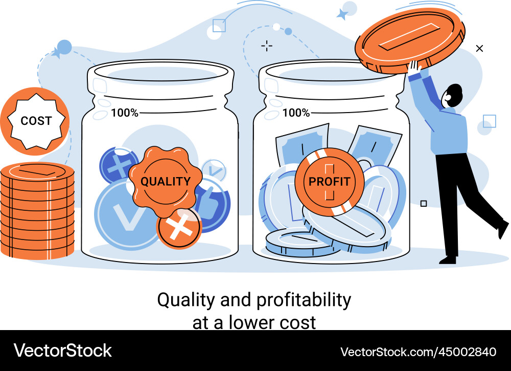 Quality and profitability at lower cost Royalty Free Vector