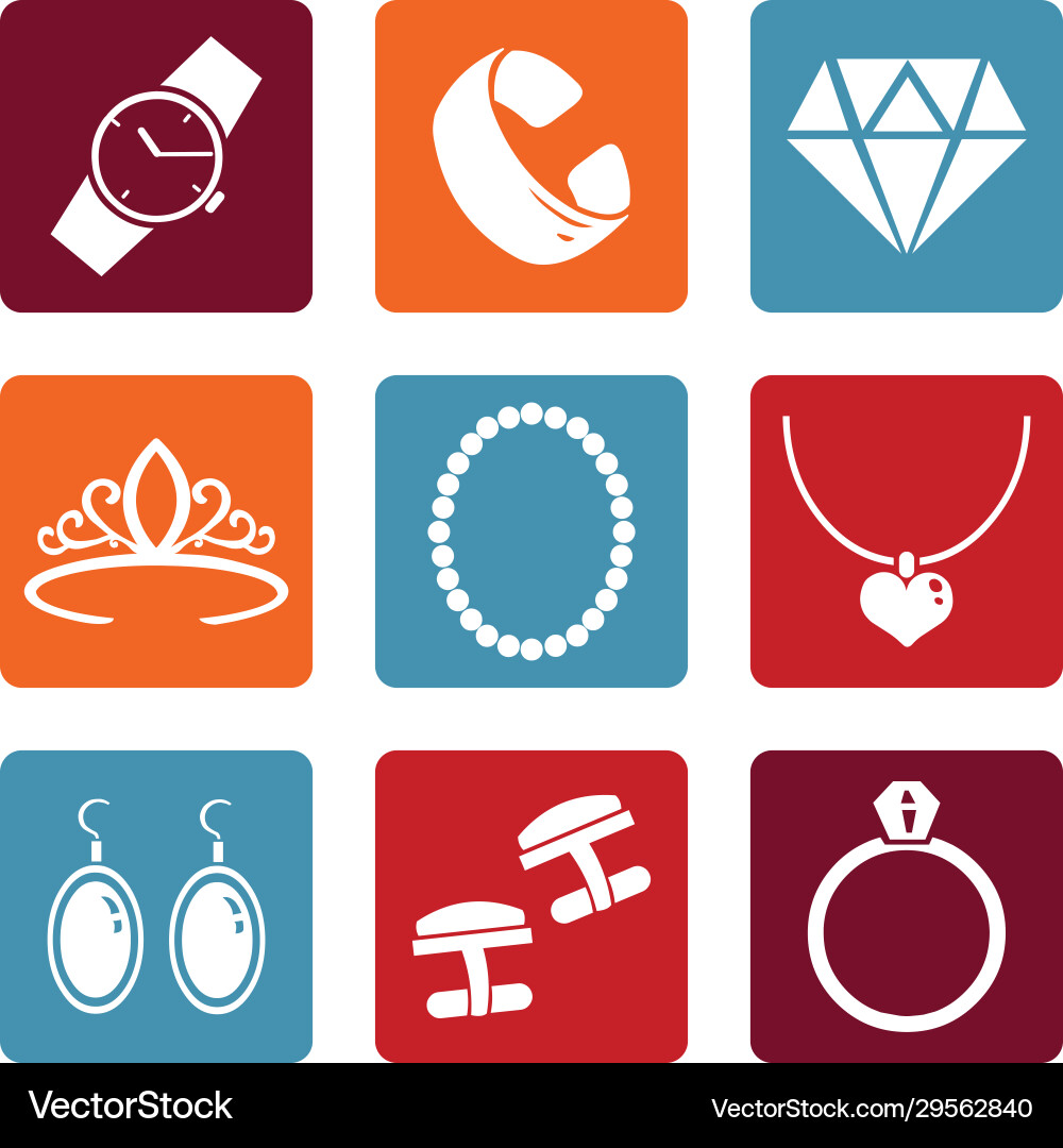 Set jewellery icons Royalty Free Vector Image - VectorStock