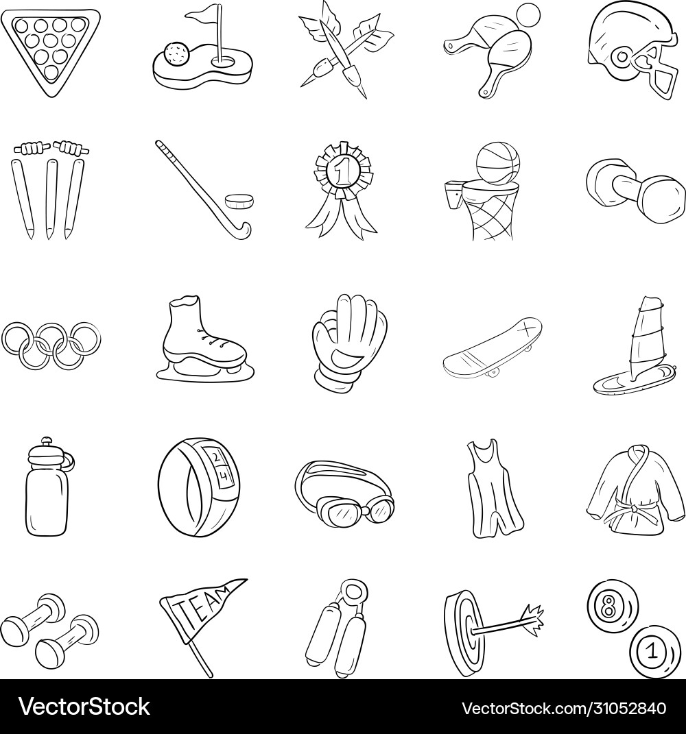 Sports soccer line pack Royalty Free Vector Image