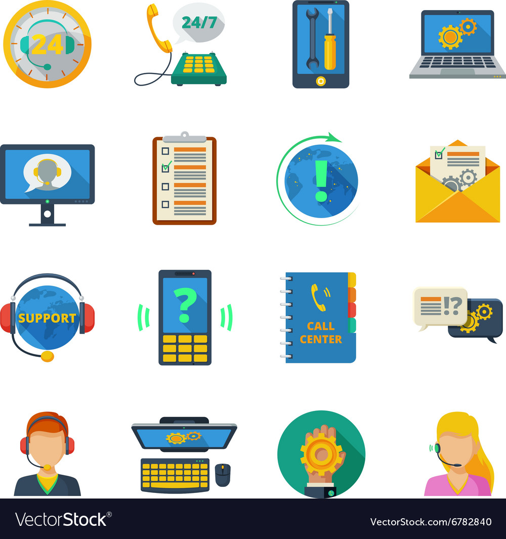 Support icons flat set Royalty Free Vector Image