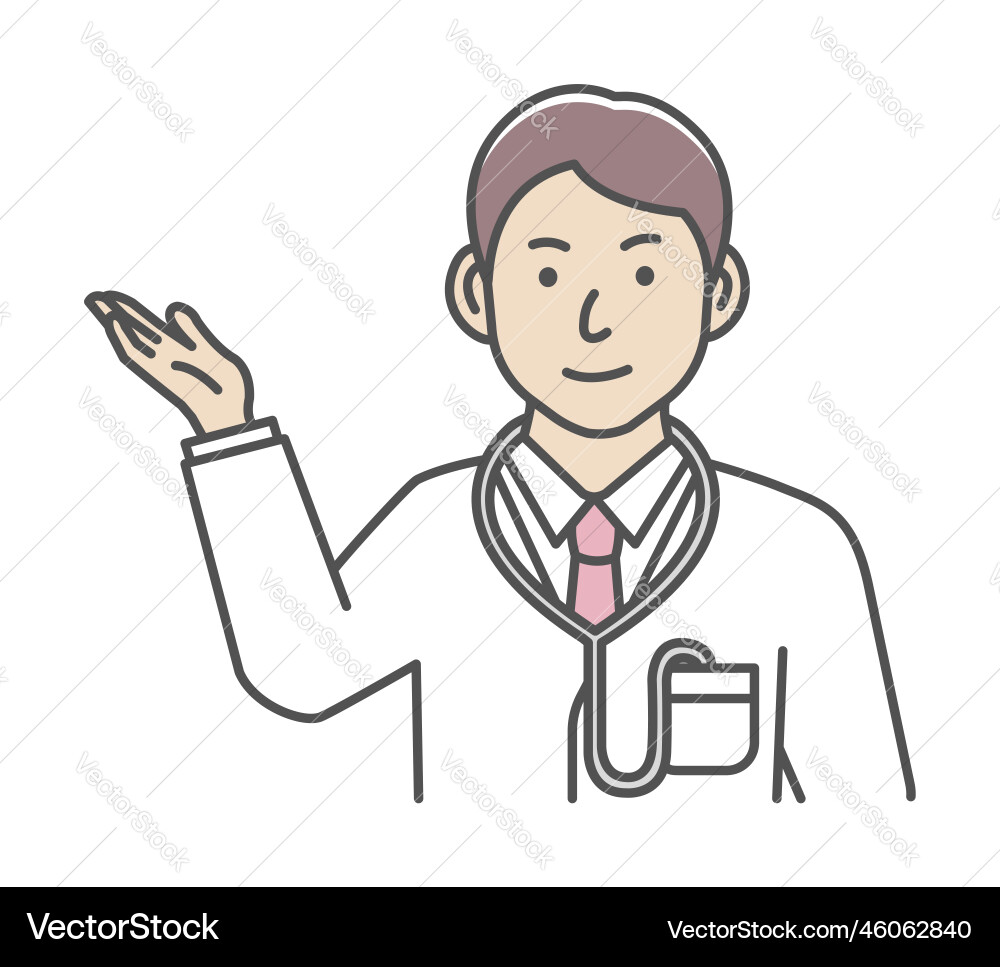 Young male doctor gesture variation navigate Vector Image