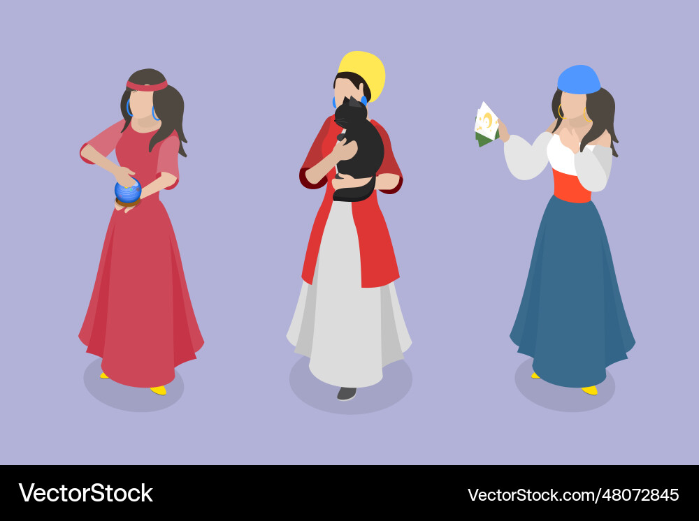 3d isometric flat set of fortune tellers Vector Image