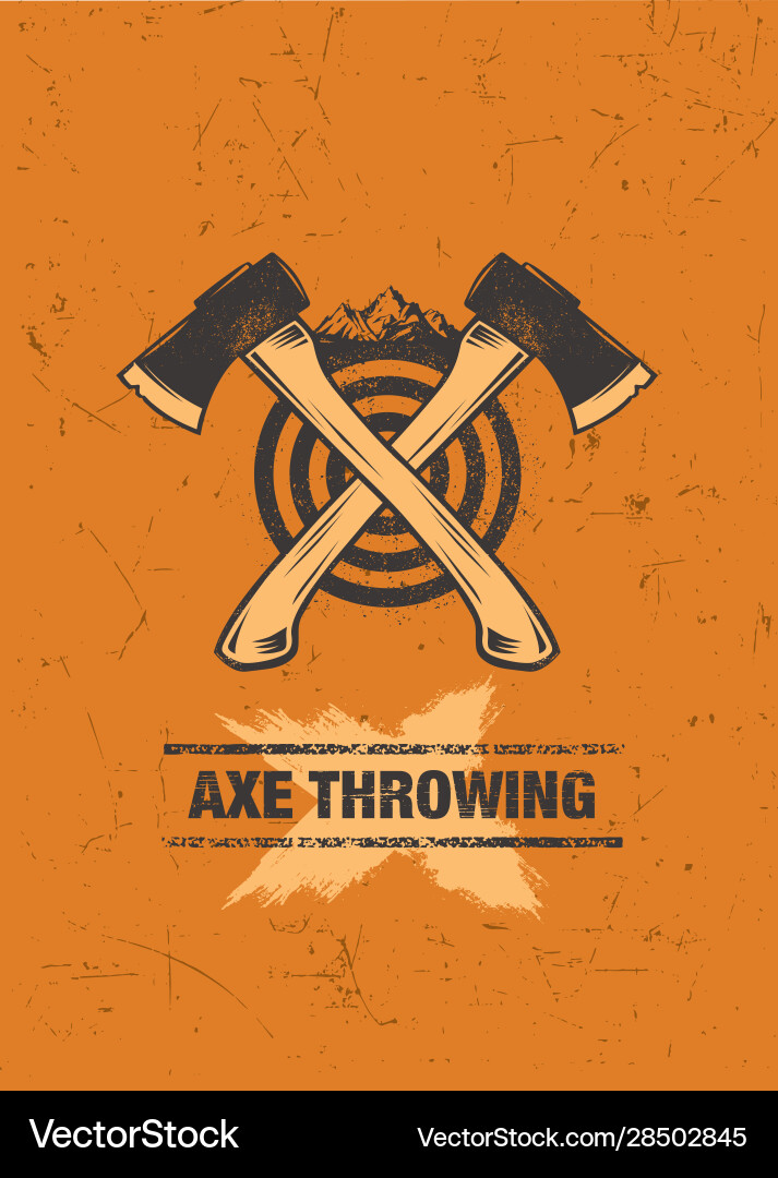 Axe throwing wilderness outdoor activity on grunge