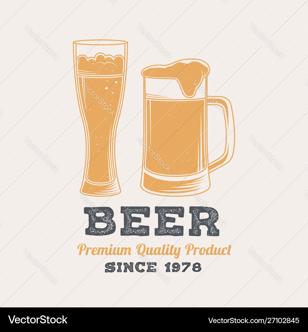Beer retro badge design vintage Royalty Free Vector Image