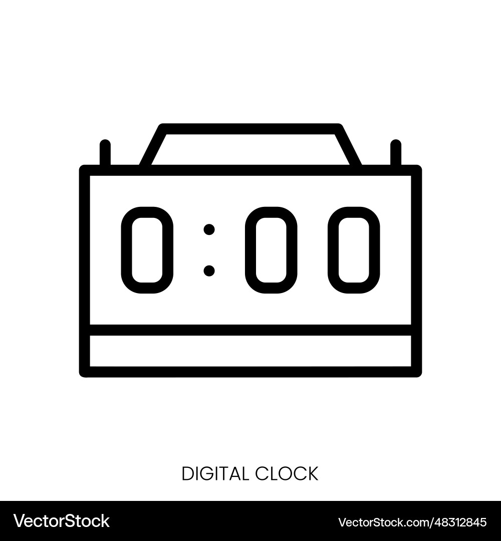 Digital clock icon line art style design isolated Vector Image