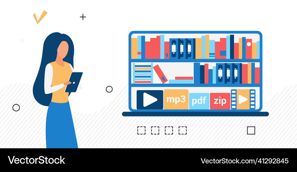 Internet library shelves with audio and video Vector Image