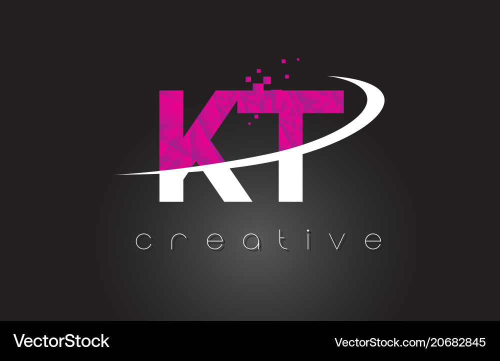Kt k t creative letters design with white pink Vector Image